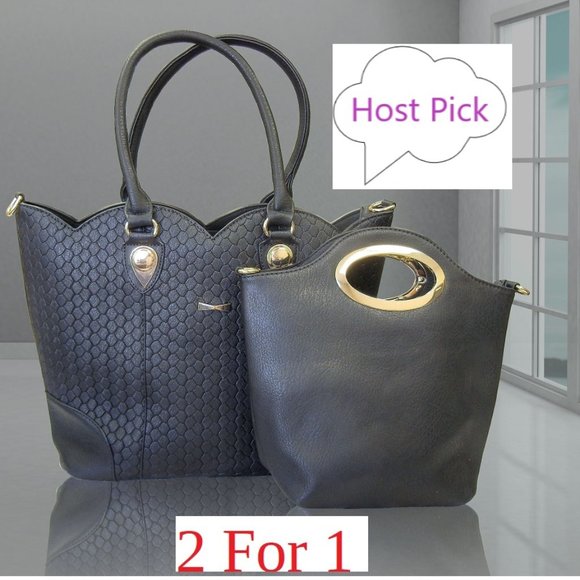 Bags | Mega Bag Black Shoulder Bag Companion Crossbody Purse Large Faux ...